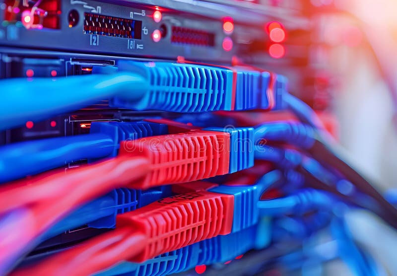 Close Up Network Cables and Switch Boxes Stock Illustration ...