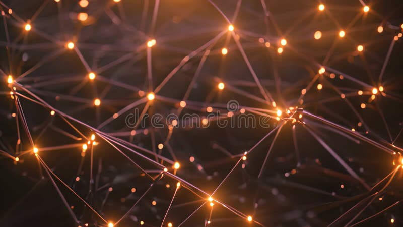 Close-Up of Network of Orange Lights, a Web of Interconnected Nodes ...