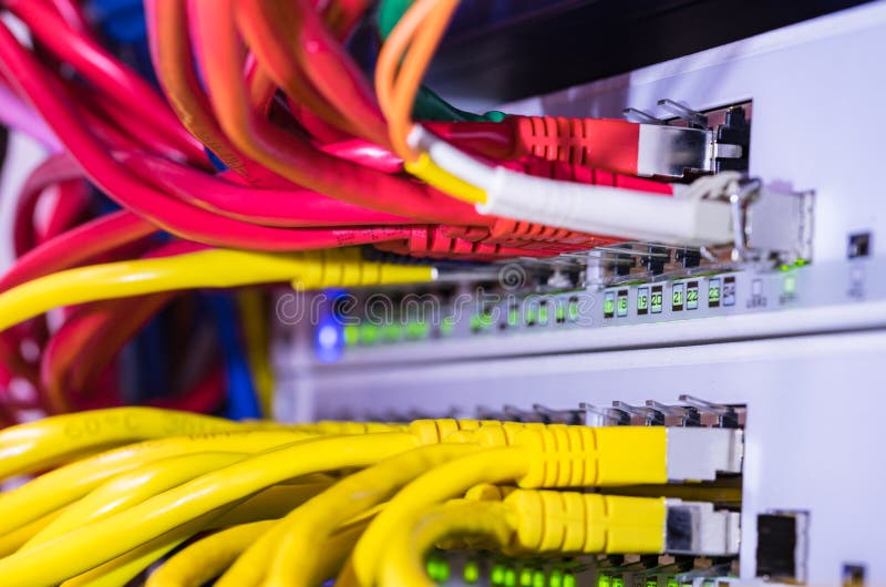 Computer Server Network Switch and Cable, Ethernet Hub Stock Image ...