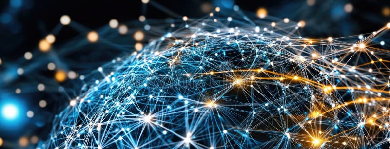 Close-up of a Network Switch with White Cables in a Data Center, Blue ...