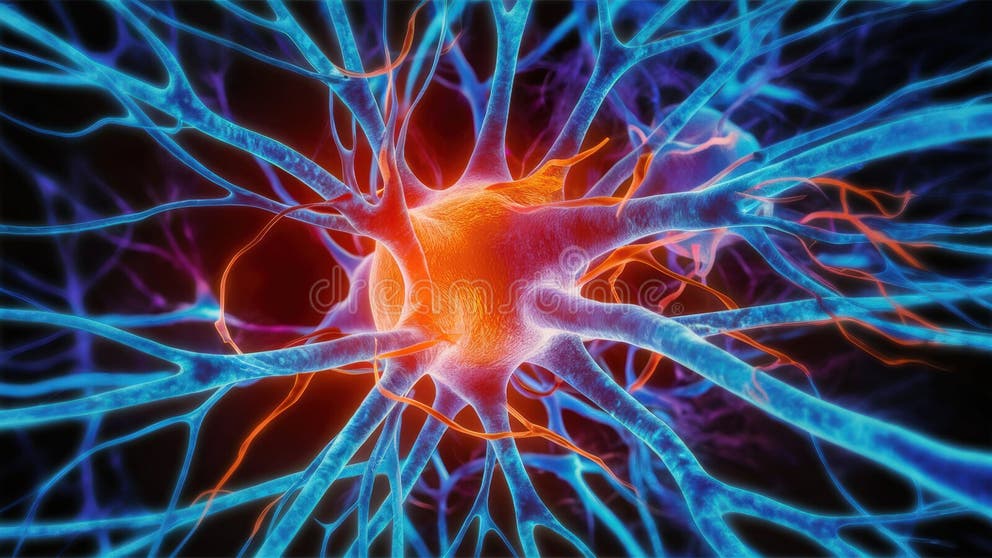 A Close Up of a Neuron in the Brain, AI Stock Photo - Image of science ...