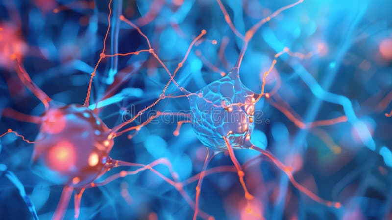 Close Up of a Neuron Cell with Intricate Network of Axons and Dendrites ...