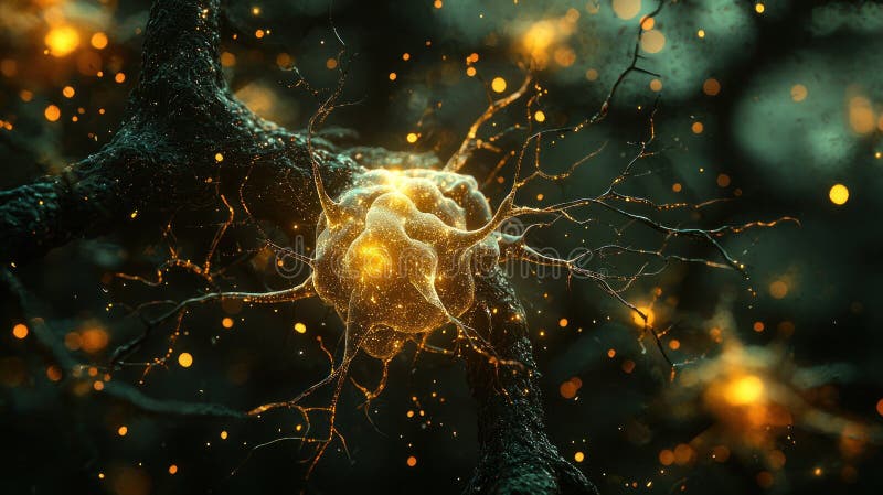 Close Up of a Neuron Cell, Microscopic View Stock Illustration ...