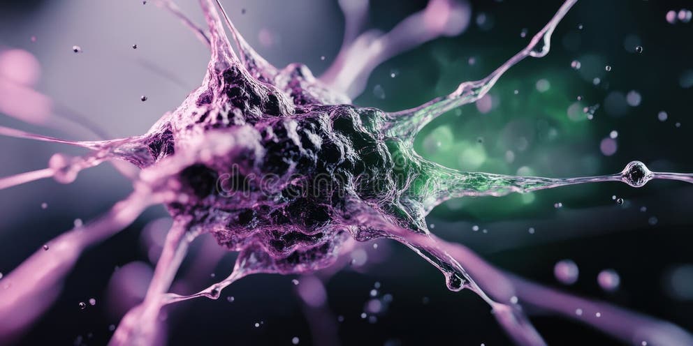 Close-up of a Neuron with Dynamic Synaptic Connections and Vibrant ...