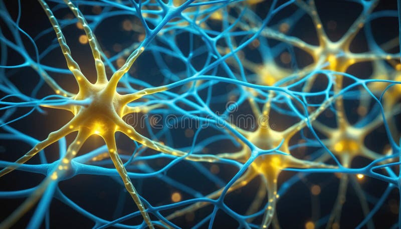 Close-up of a Neuron or Nerve Cell Integrated in the Neuronal Network ...