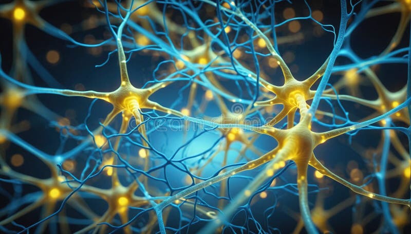 Close-up of a Neuron or Nerve Cell Integrated in the Neuronal Network ...