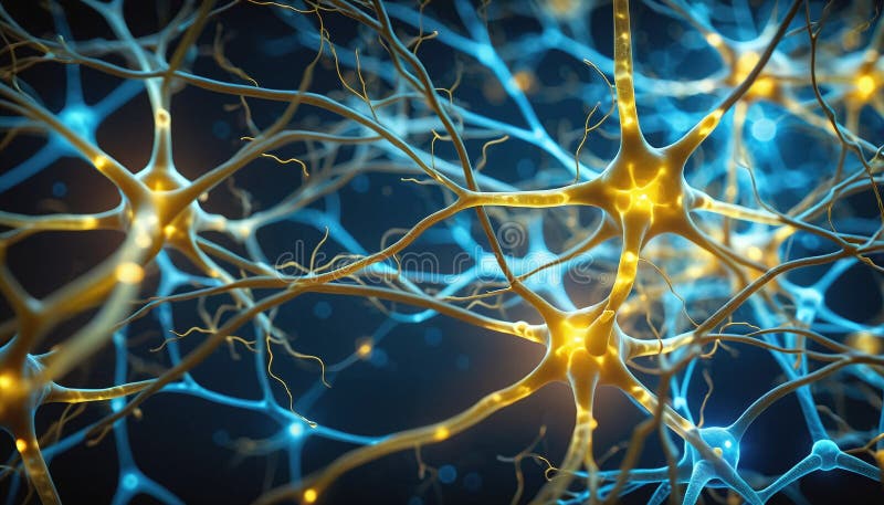 Close-up of a Neuron or Nerve Cell Integrated in the Neuronal Network ...