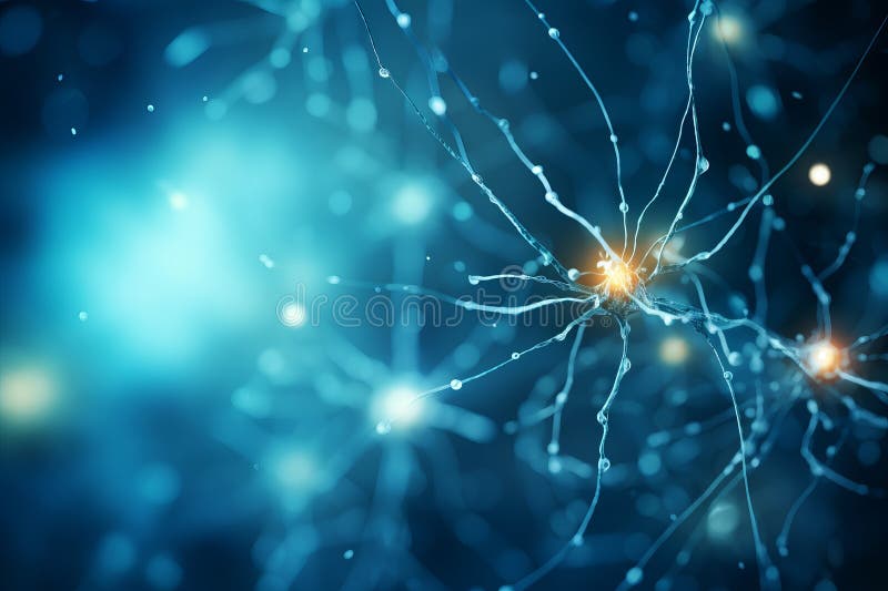 Close-up of Neuron Under Blue Microscope in Laboratory with Scientific ...