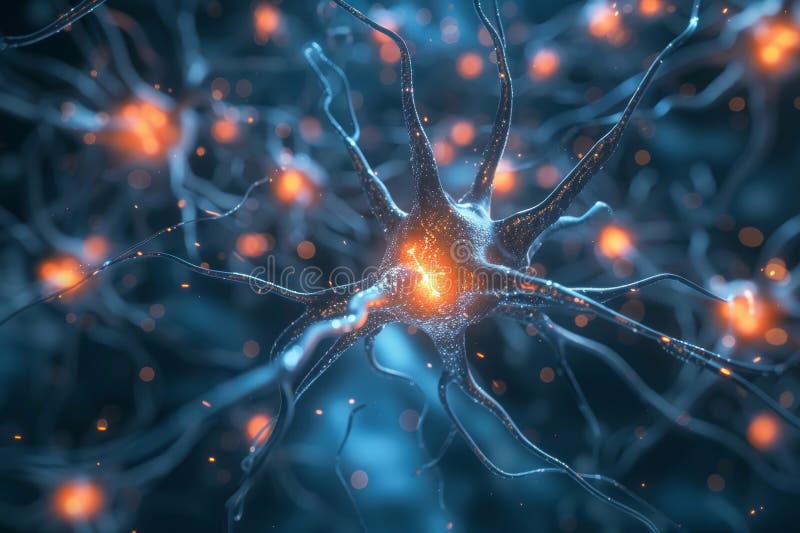 Close Up of Neurons Connecting and Sparking, Visualizing ...