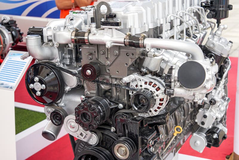 Close-up of a New Complex Automotive Internal Combustion Engine ...