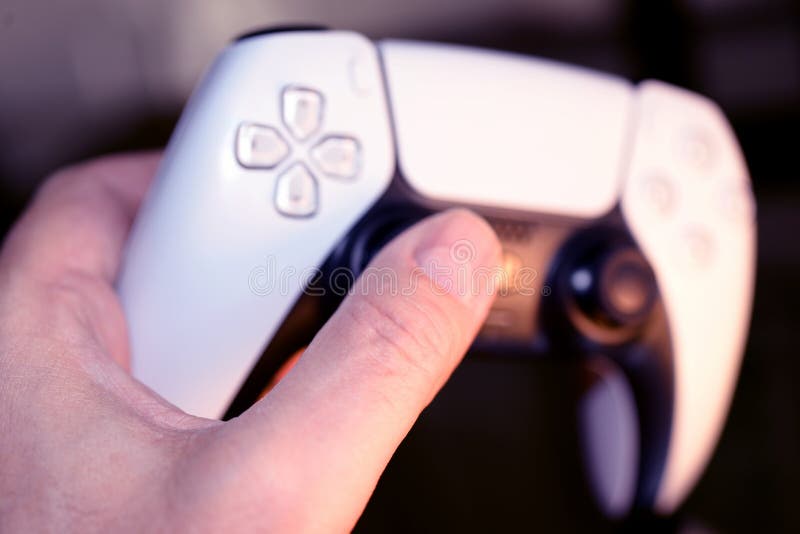 Close-Up on the New Control of Playstation 5 Stock Photo - Image of ...