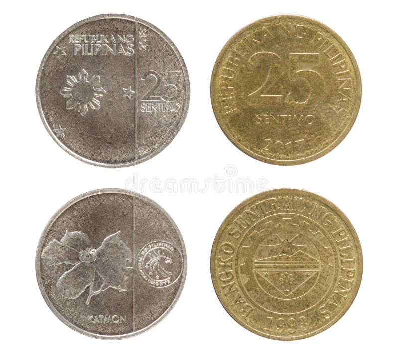 Close Up of New and Old 25 Sentimo Philippines Coin Stock Image - Image ...