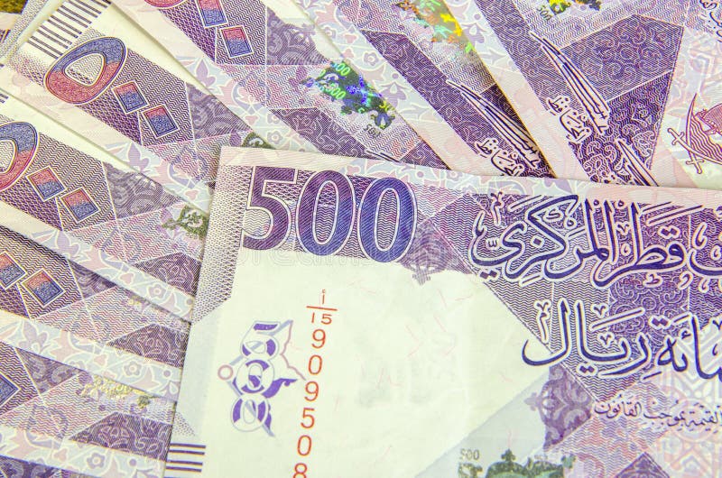 Close Up of New 500 Qatari Riyal Banknote. Stock Photo - Image of ...