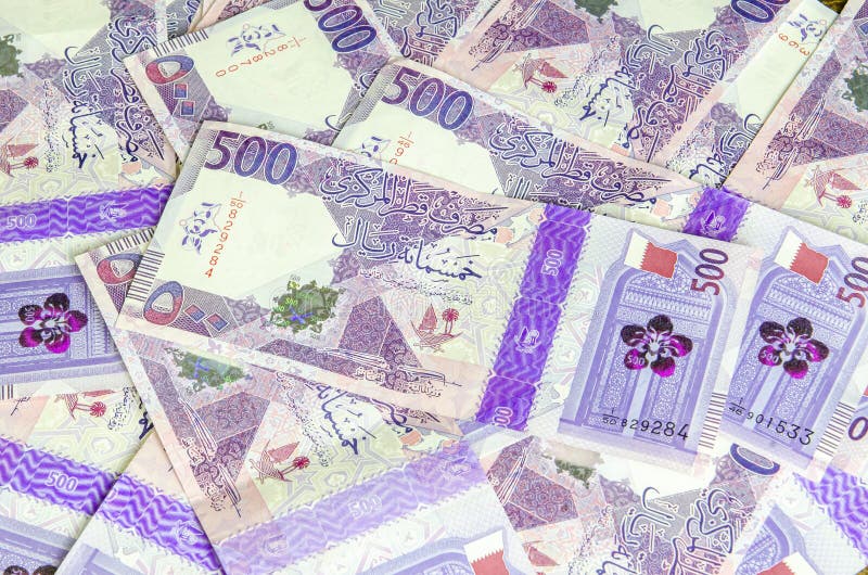 Close Up of New 500 Qatari Riyal Banknote. Stock Image - Image of ...