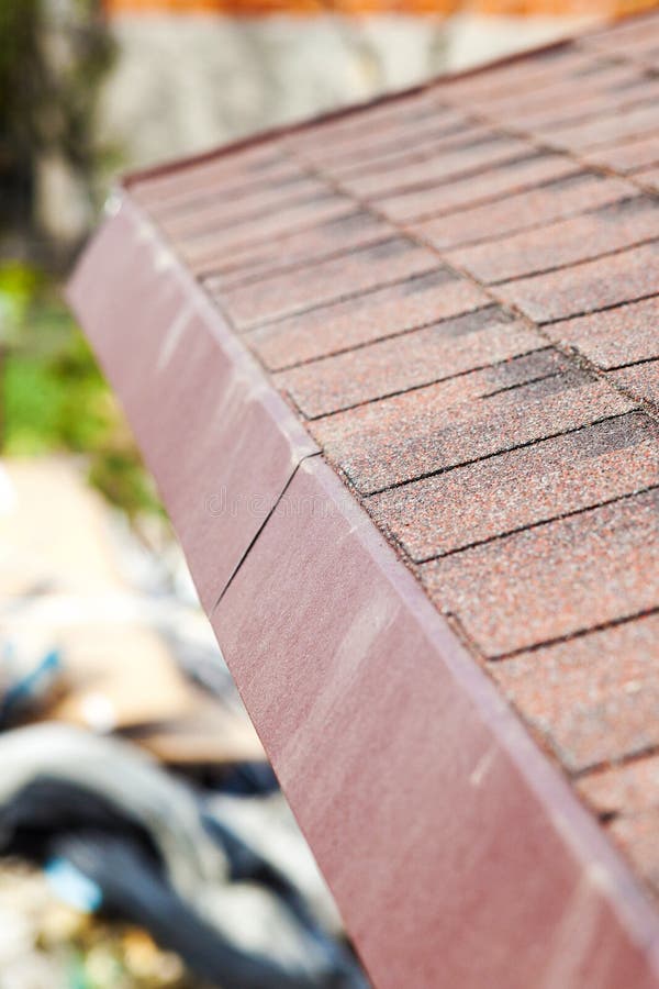 Close Up of New Roof with Asphalt Shingles. Stock Image - Image of ...