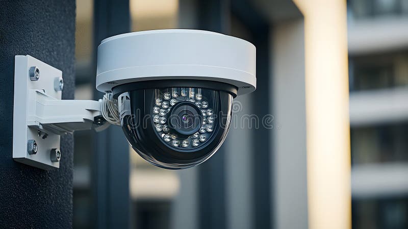 Close-Up of a Newly Installed CCTV Camera with Modern Design, Capturing ...