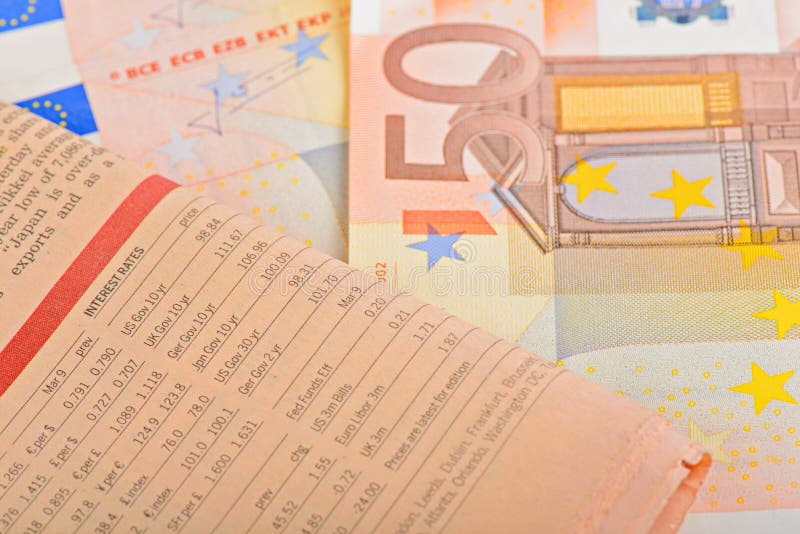 Close-up Newspaper with of Euro Banknotes Stock Photo - Image of crisis ...