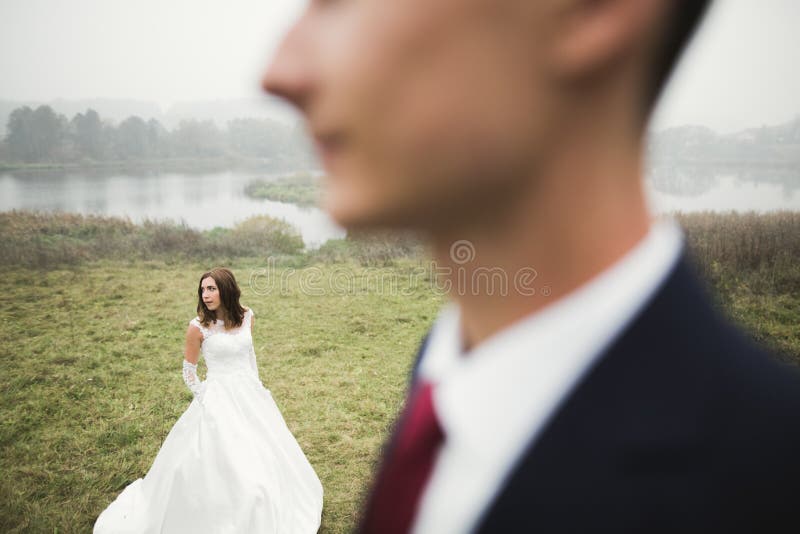 Close Up of a Nice Young Wedding Couple Stock Image - Image of happy ...