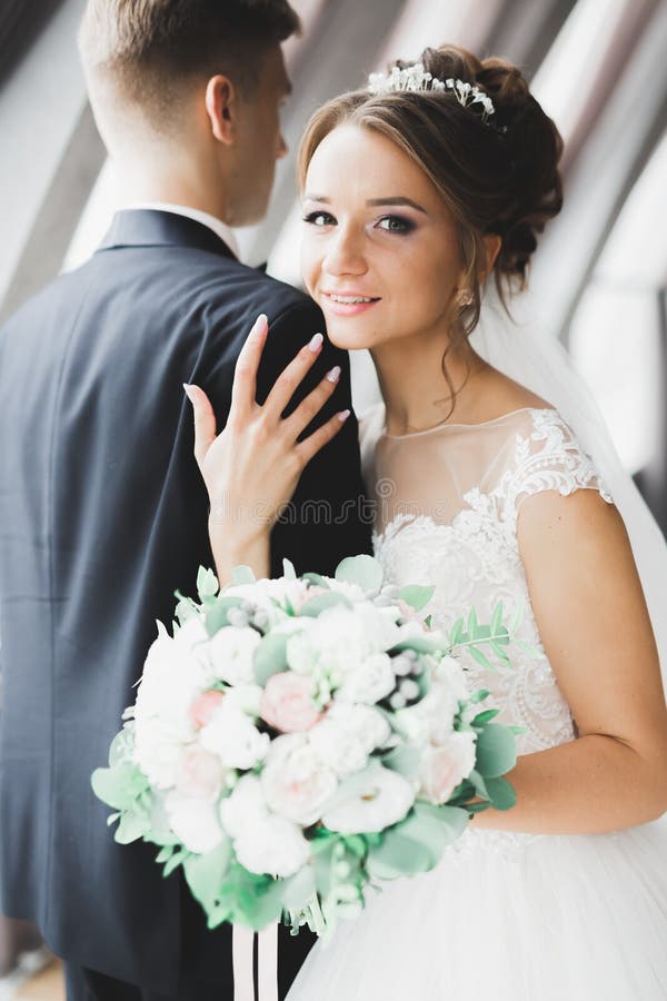 Close Up of a Nice Young Wedding Couple Stock Photo - Image of groom ...