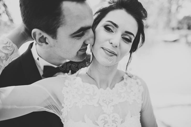 Close Up of a Nice Young Wedding Couple Stock Photo - Image of ...