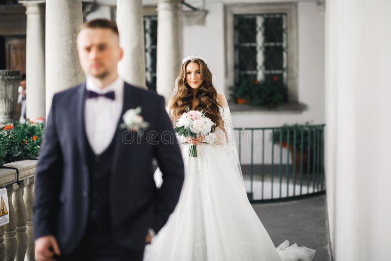 Close Up of a Nice Young Wedding Couple Stock Image - Image of flowers ...