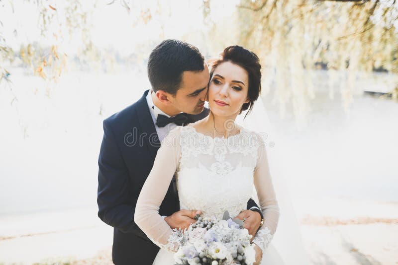 Close Up of a Nice Young Wedding Couple Stock Photo - Image of husband ...