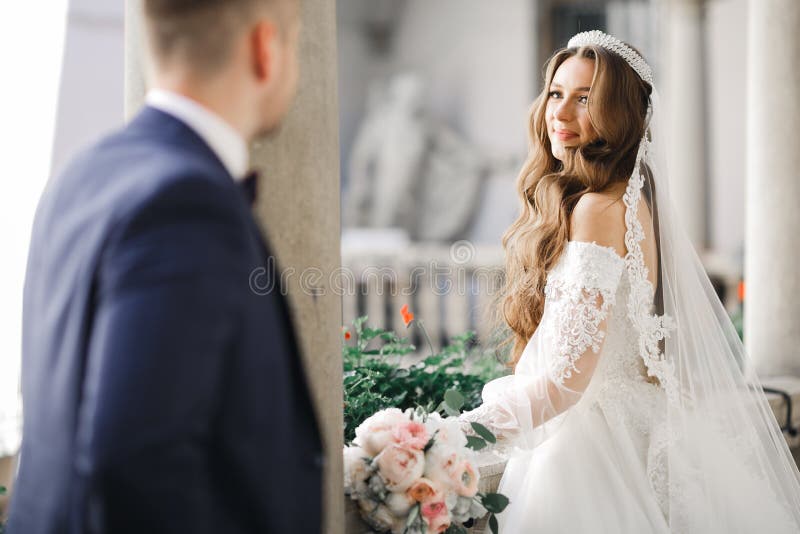 Close Up of a Nice Young Wedding Couple Stock Photo - Image of look ...