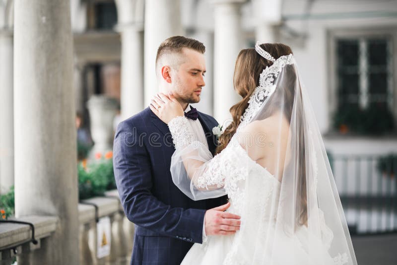 Close Up of a Nice Young Wedding Couple Stock Image - Image of dress ...