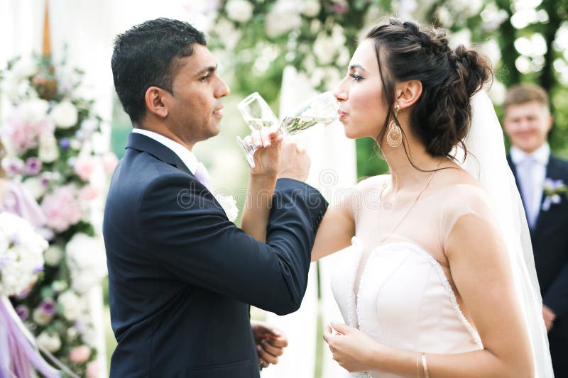 Close Up of a Nice Young Wedding Couple Stock Image - Image of husband ...