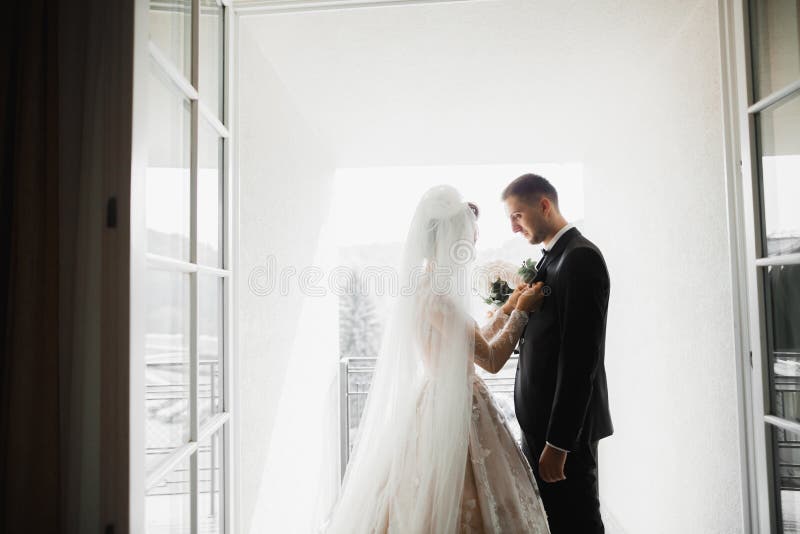 Close Up of a Nice Young Wedding Couple Stock Photo - Image of face ...