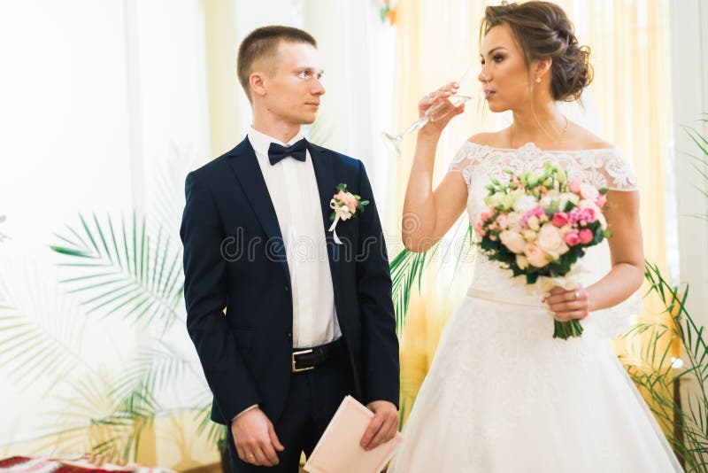 Close Up of a Nice Young Wedding Couple Stock Photo - Image of cheerful ...