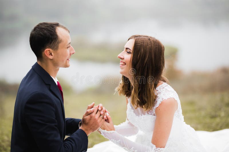 Close Up of a Nice Young Wedding Couple Stock Image - Image of couple ...