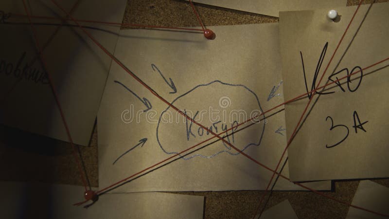 Close-up of Note with Red Thread. Stock Footage. Word for Note with Red ...