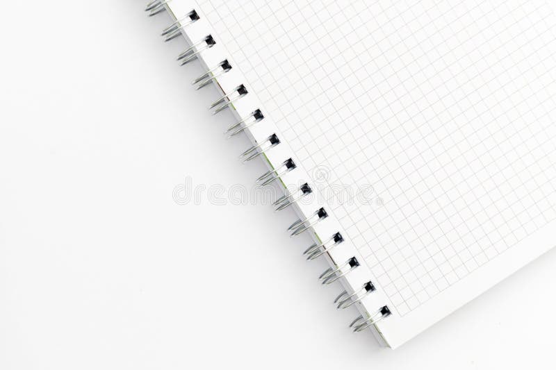 Close-up of a Notebook with Checkered Pages. Spiral Notebook Isolated ...