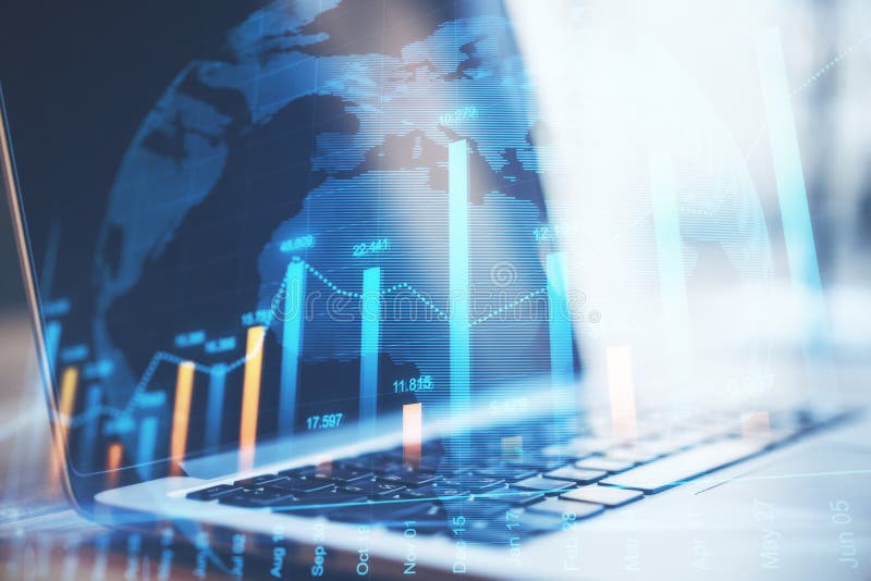 Close Up of Notebook with Global Forex Chart on Office Desktop. Trade ...