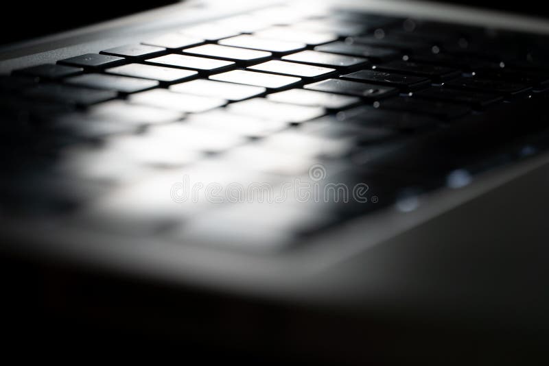 Close Up Notebook Keyboard in the Spot Light. Stock Image - Image of ...