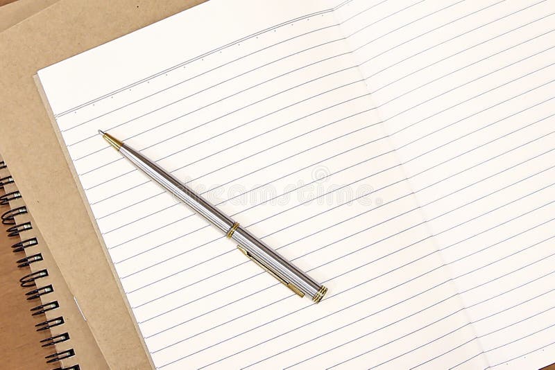 Close-up Notebook or Note Book Diary with a Pen or Pencil on Top View ...