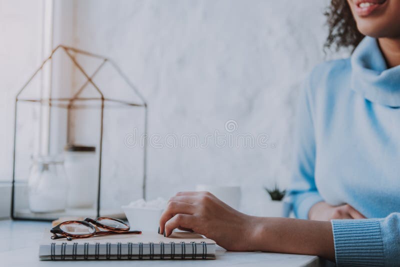 Close Up of a Notebook Used by a Woman Stock Photo - Image of ...