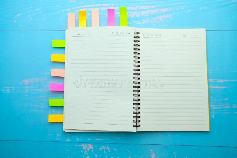 Close Up of Notepad with Note Stickers on Table. Stock Photo - Image of ...
