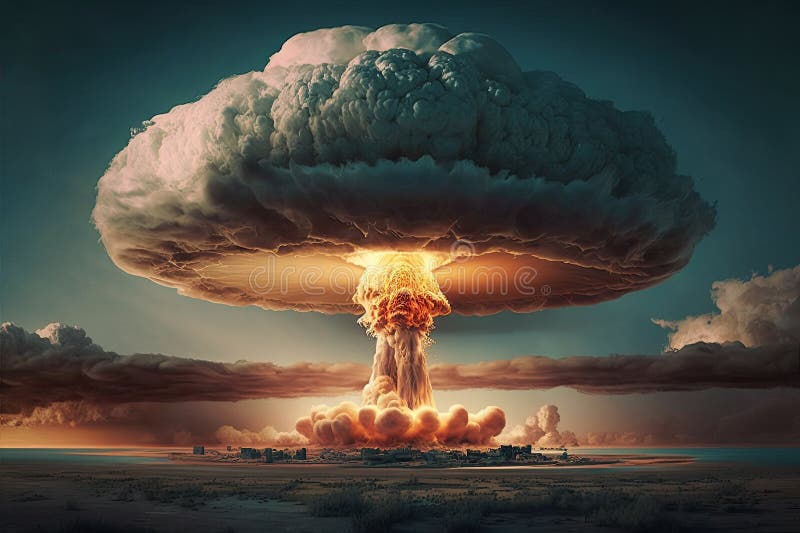 Close-up of Mushroom Cloud, with Debris and Smoke Rising from the ...