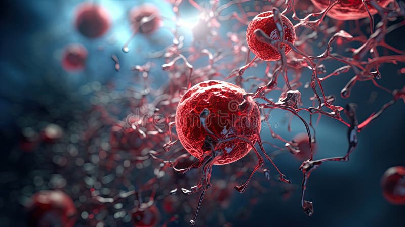 Close-up of Nucleus: Structure, Genetic Material. 3D Rendering with ...