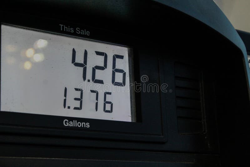 Close-up of Numbers of Price and Gallons on Digital Pump Reader at Gas ...