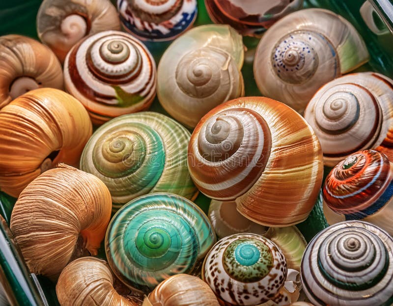 A Close-up of Numerous Snail Shells, Showcasing Their Intricate ...