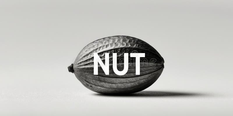 A Close Up of a Nut with the Word Nut on it Stock Photo - Image of ...