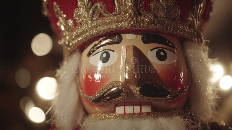 Close-up of a Nutcracker S Face with Sparkling Details and a White ...