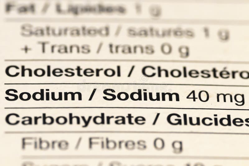 Close Up of Nutritional Information Focused on Cholesterol, Fat and ...