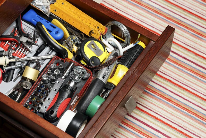 Tools in drawer stock photo. Image of bits, home, cutter - 188882098
