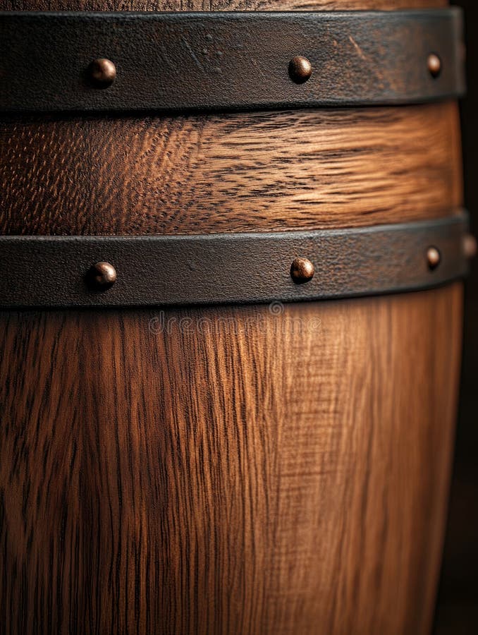 Close-up of an Oak Barrel with Metal Bands. Stock Photo - Image of ...