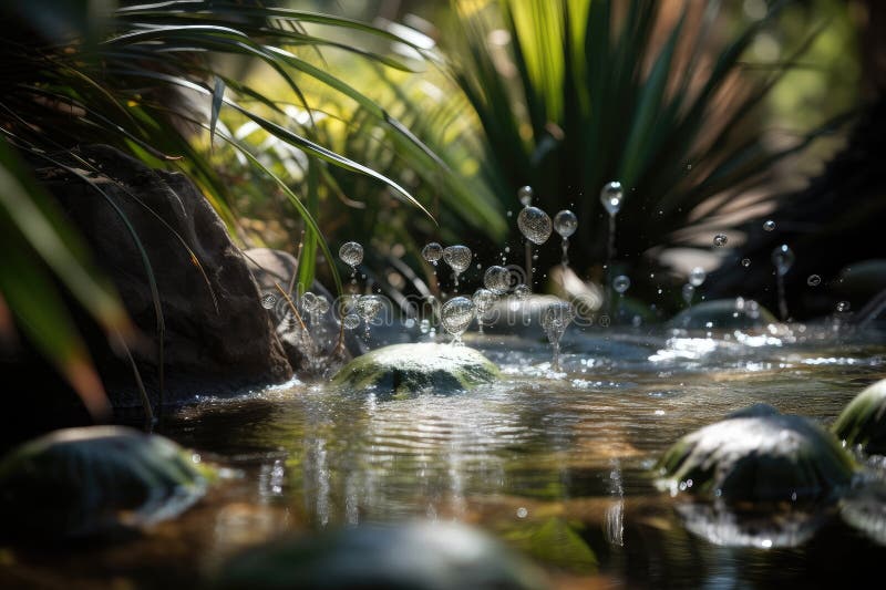 Close-up of Oasis Spring, with Droplets of Water Glistening in the Sun ...