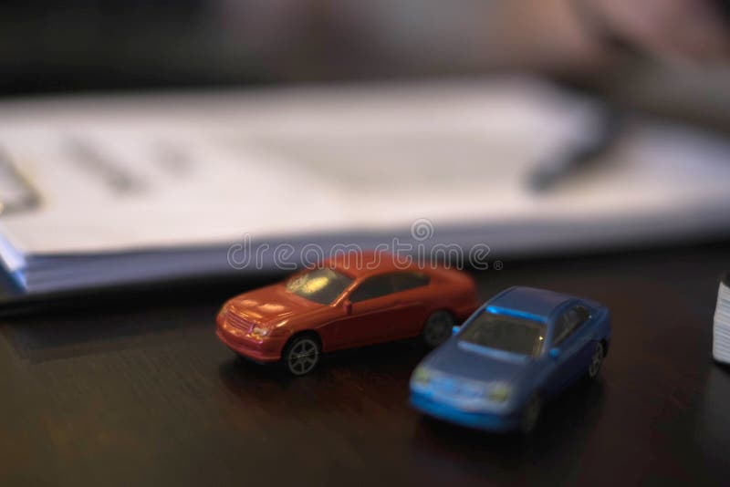 Close Up Object Insurance Car Concept. Insurance Car with Clip Board ...